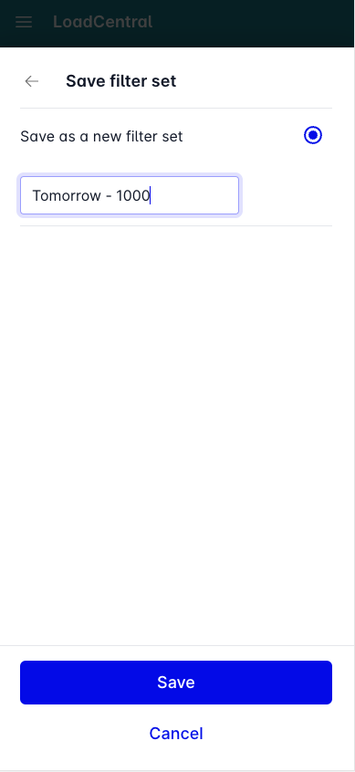 Saved Filter Sets for LoadCentral – TrueNorth
